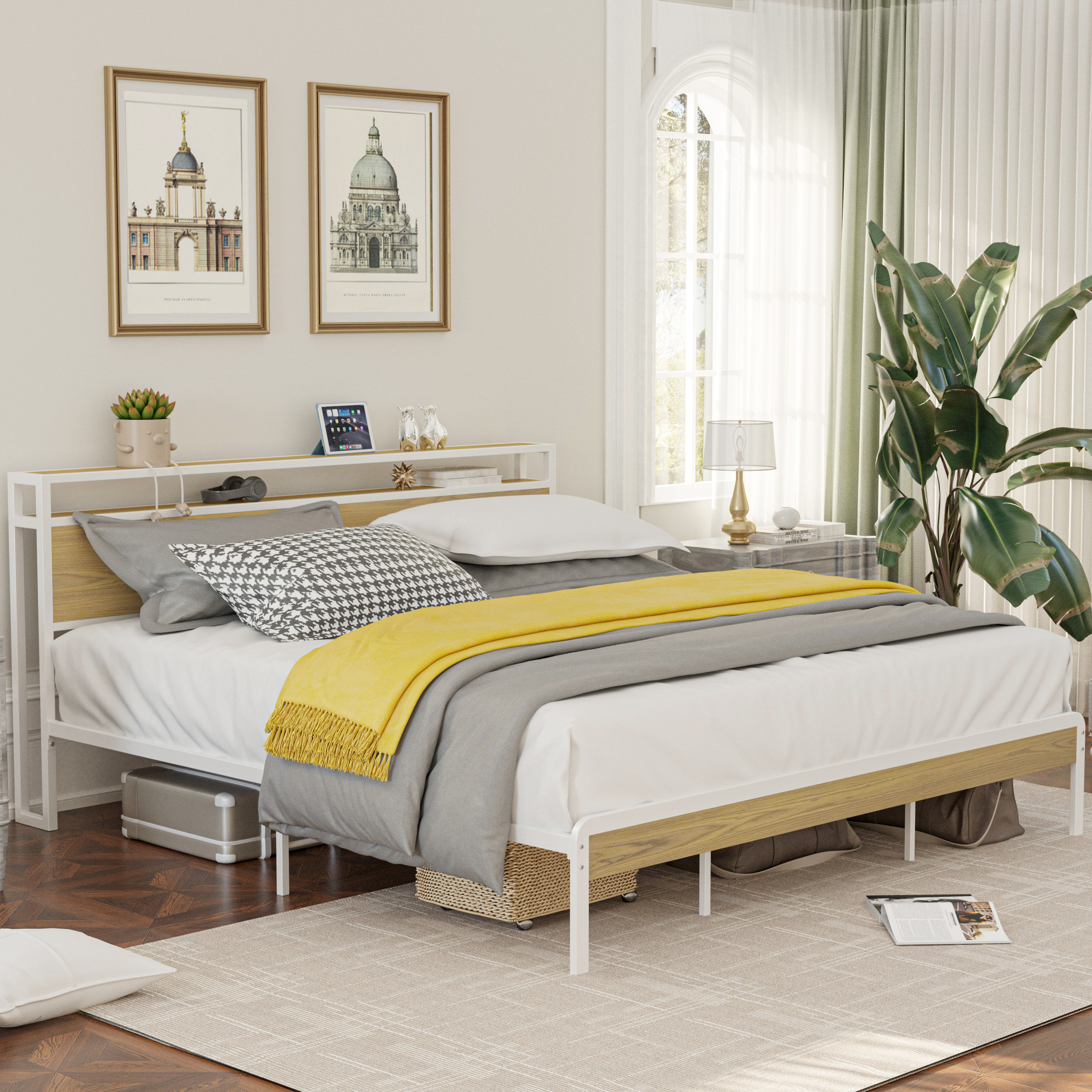 Lochhead Metal Bookcase Storage Bed Latitude Run Size King